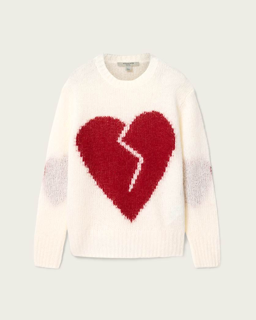 Luvheart Crew Neck Jumper ECRU WHITE/RED | ALLSAINTS DE